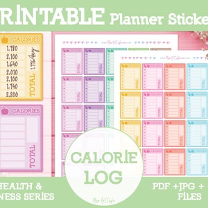 Calorie Log Printable Planner Stickers Instant Download - Etsy