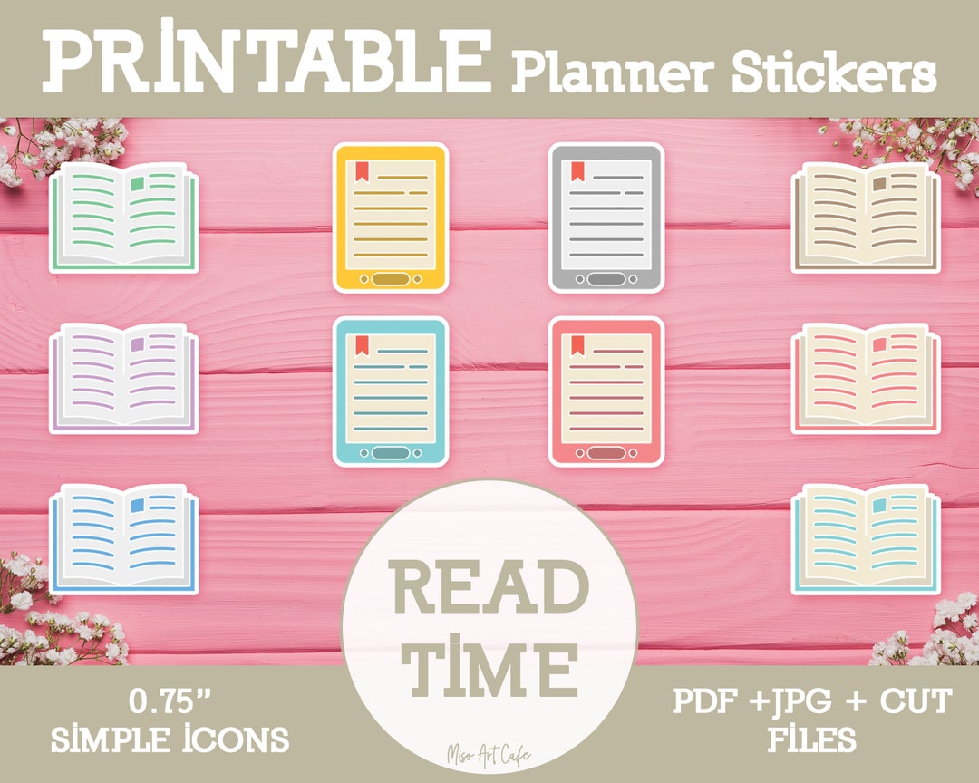 Reading Time Printable Planner Stickers Icon Stickers for Weekly ...