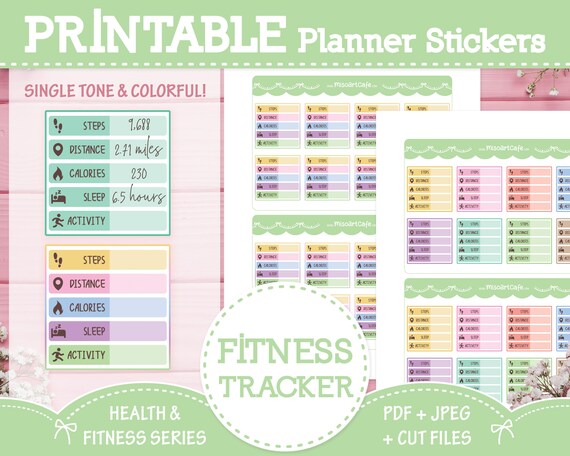 Fitness Tracker Printable Planner Sticker Weekly Planner - Etsy