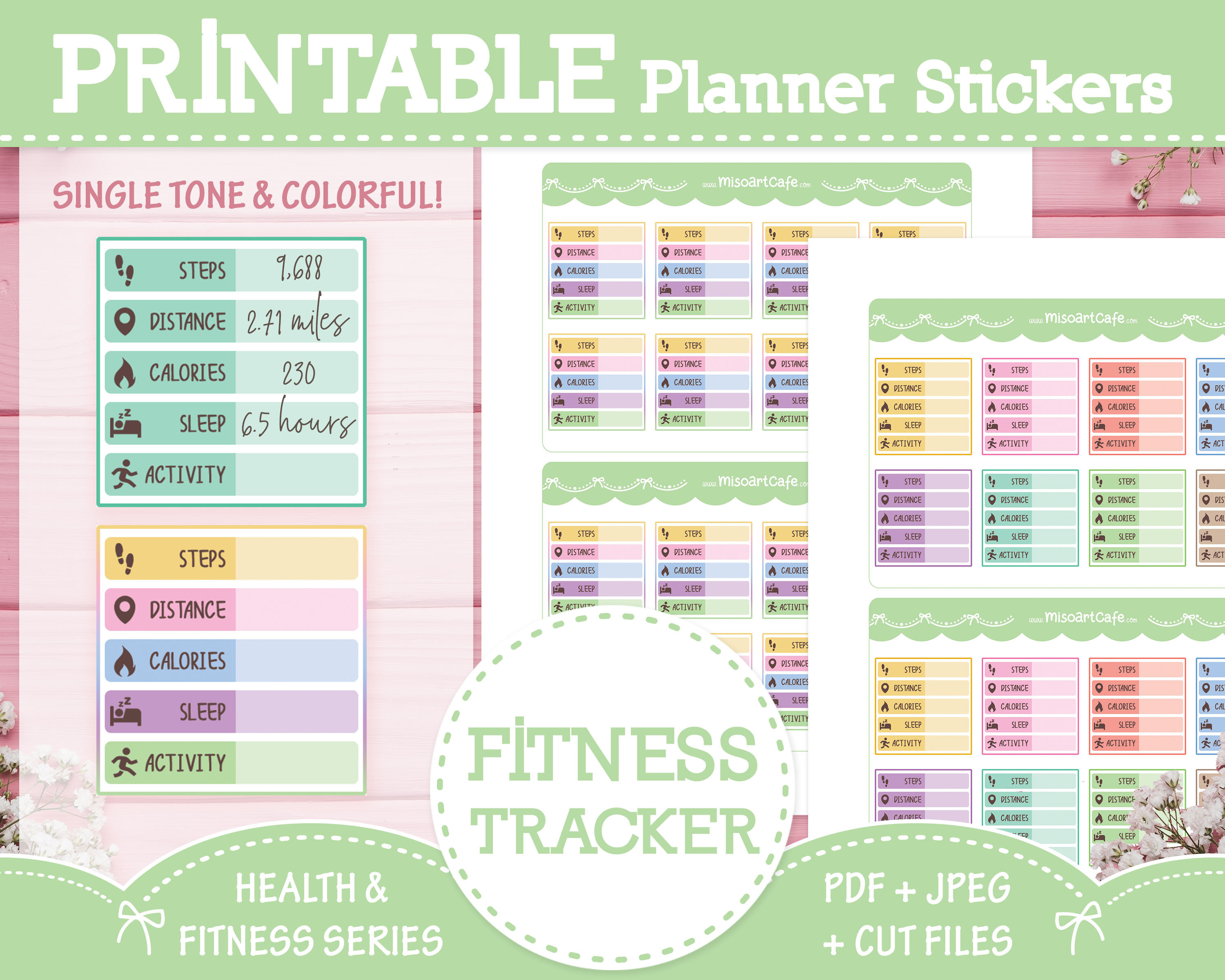 Fitness Tracker Printable Planner Sticker Weekly Planner - Etsy