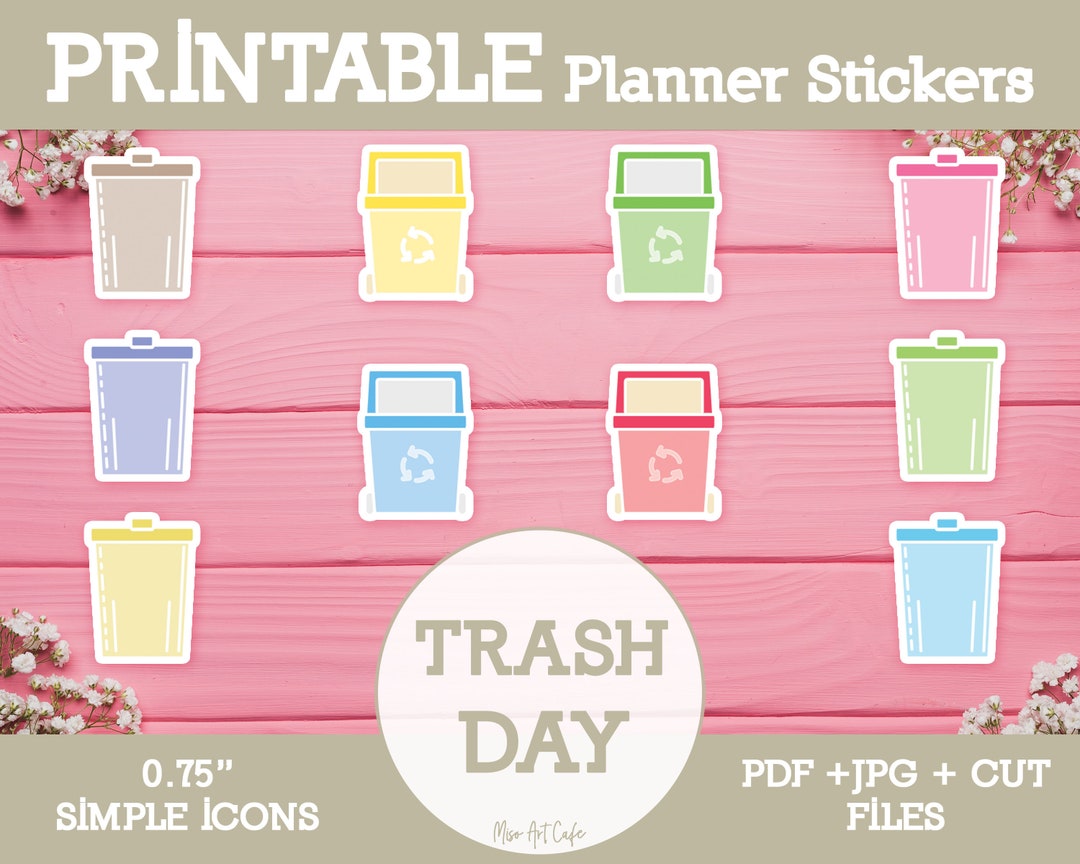Trash Day Printable Planner Stickers Icon Stickers for - Etsy