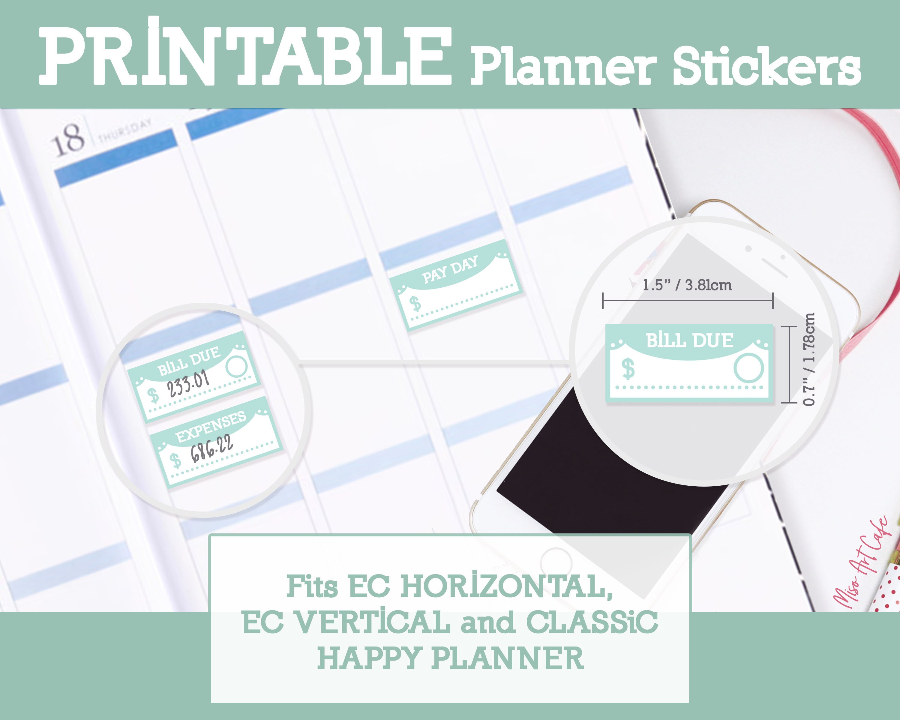 Expense & Income Tracker Budget Printable Planner Stickers | Etsy