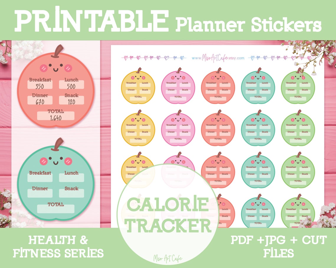 Calorie Tracker Printable Planner Stickers Instant Download - Etsy