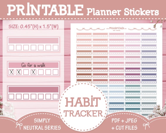 Habit Tracker Printable Functional Planner Stickers Instant | Etsy