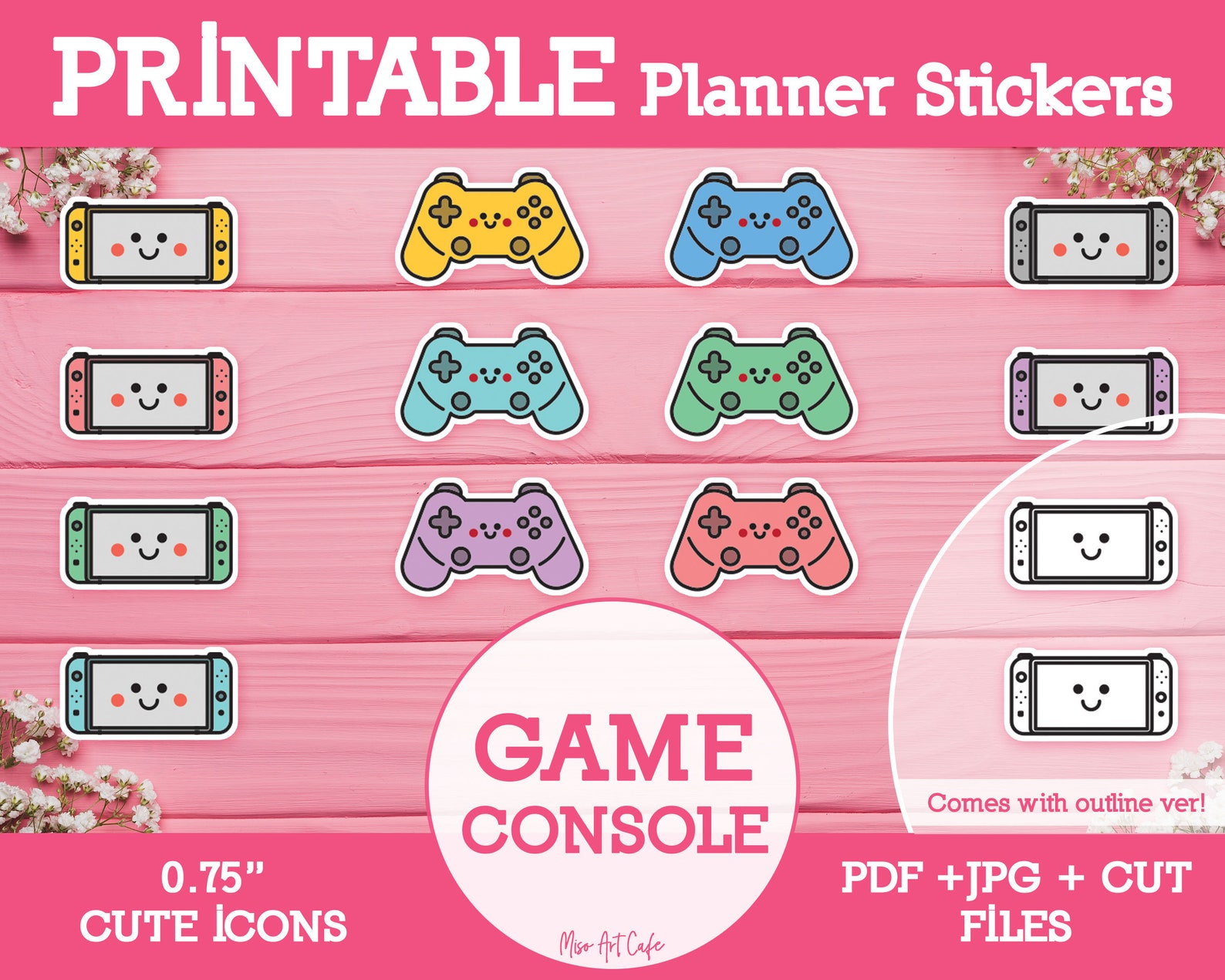 Game Console Printable Planner Stickers Icon Stickers for | Etsy