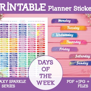 Days of the Week Printable Planner Stickers Instant Download Daily ...