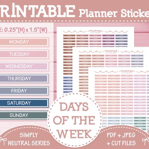 Days of the Week Printable Functional Planner Stickers - Instant ...