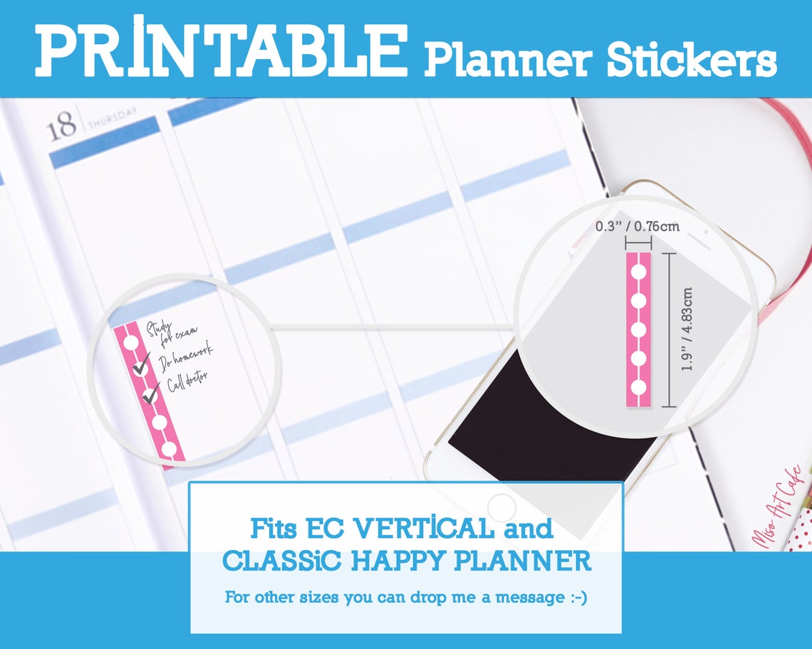 Circle Checklist Printable Planner Stickers Daily Planner | Etsy