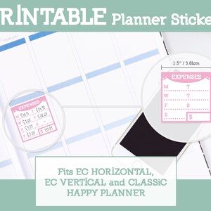 Weekly Expense Tracker Printable Planner Stickers Instant Download ...