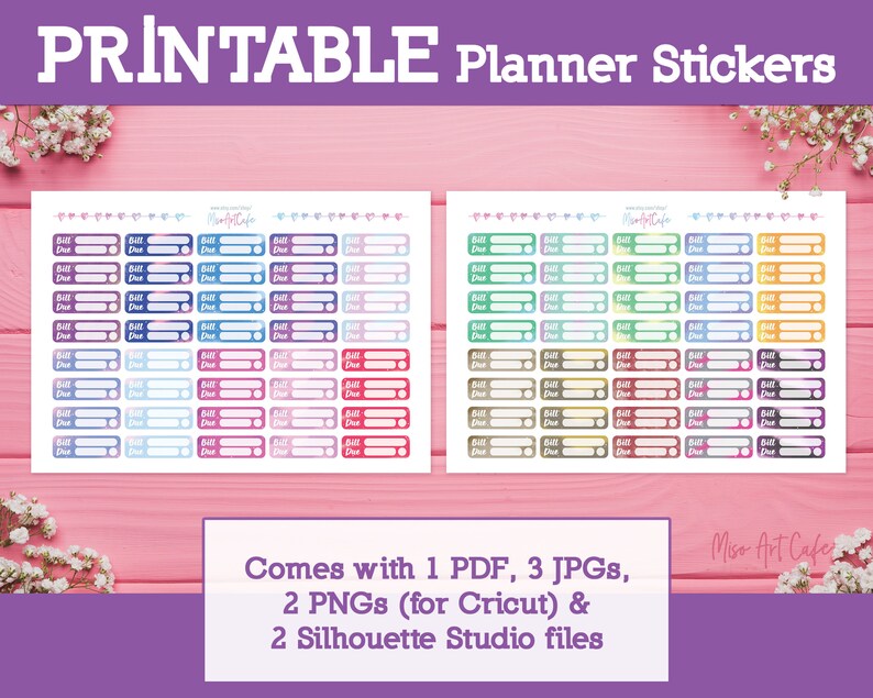 Bill Due Printable Planner Stickers Instant Download - Etsy