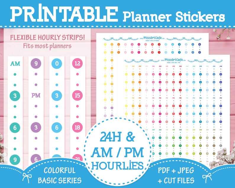 24-Hour & AM / PM Format Hourly Strips Block Printable Planner | Etsy