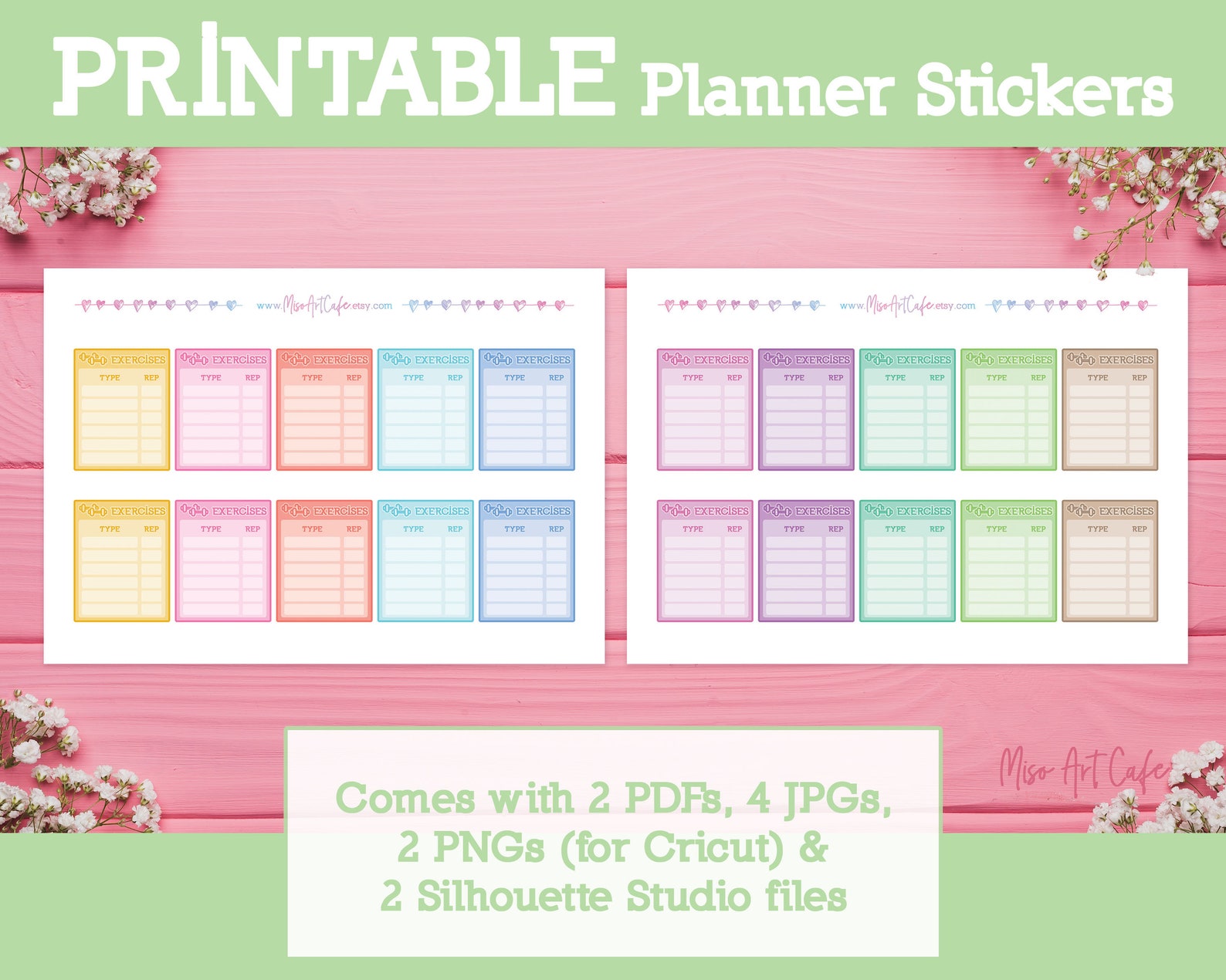 Exercise Log Printable Planner Stickers Instant Download | Etsy
