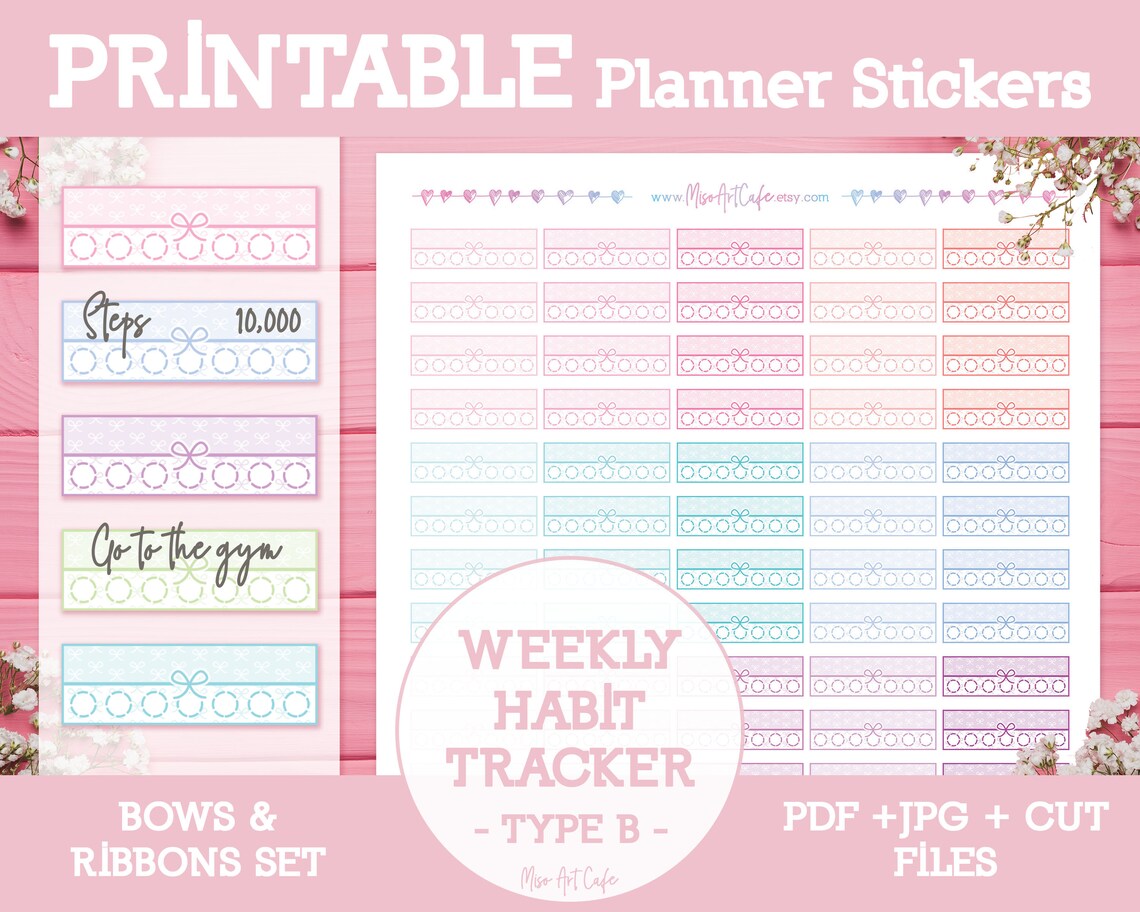Habit Tracker Printable Planner Stickers Instant Download | Etsy