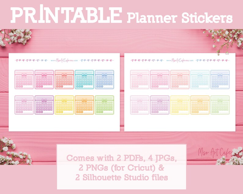 Bow Monthly Tracker Functional Printable Planner Stickers - Etsy