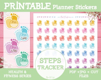STEP TRACKER Stickers Printable Planner Stickers Erin Condren Happy ...