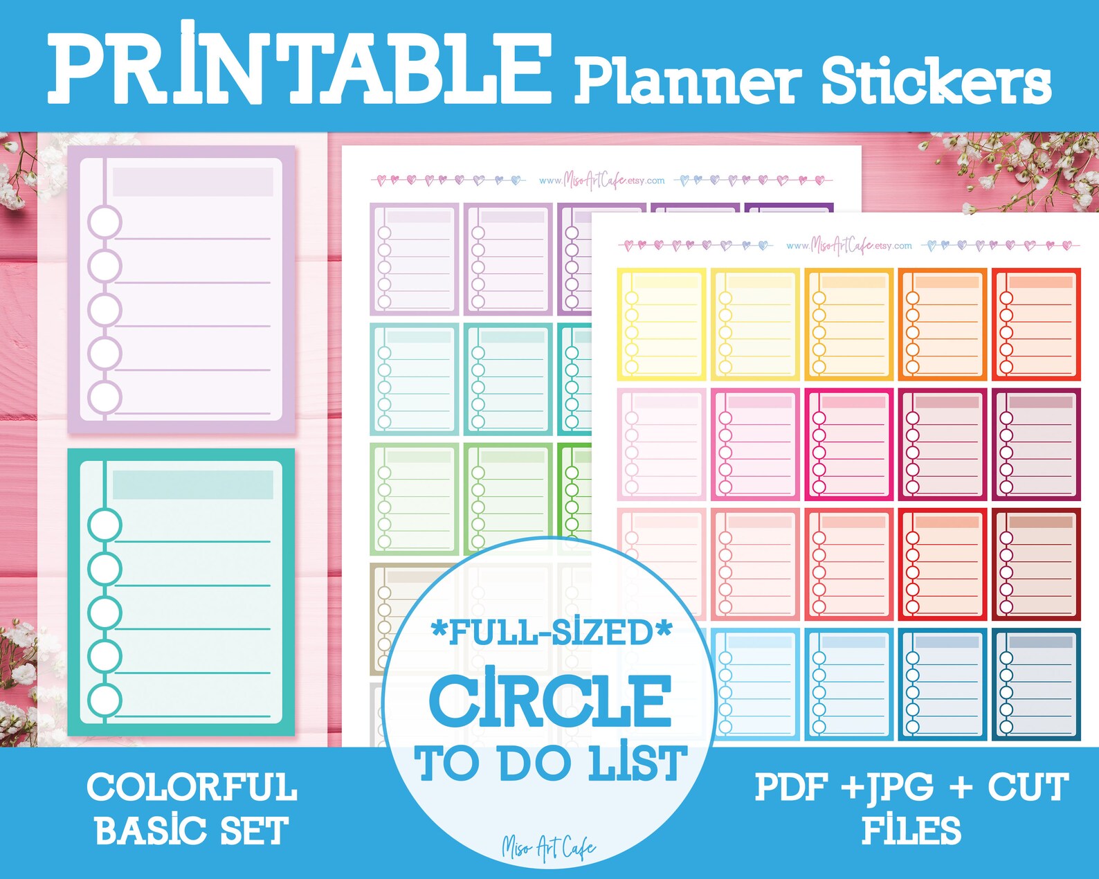 Circle to Do List Printable Checklist Planner Stickers - Etsy