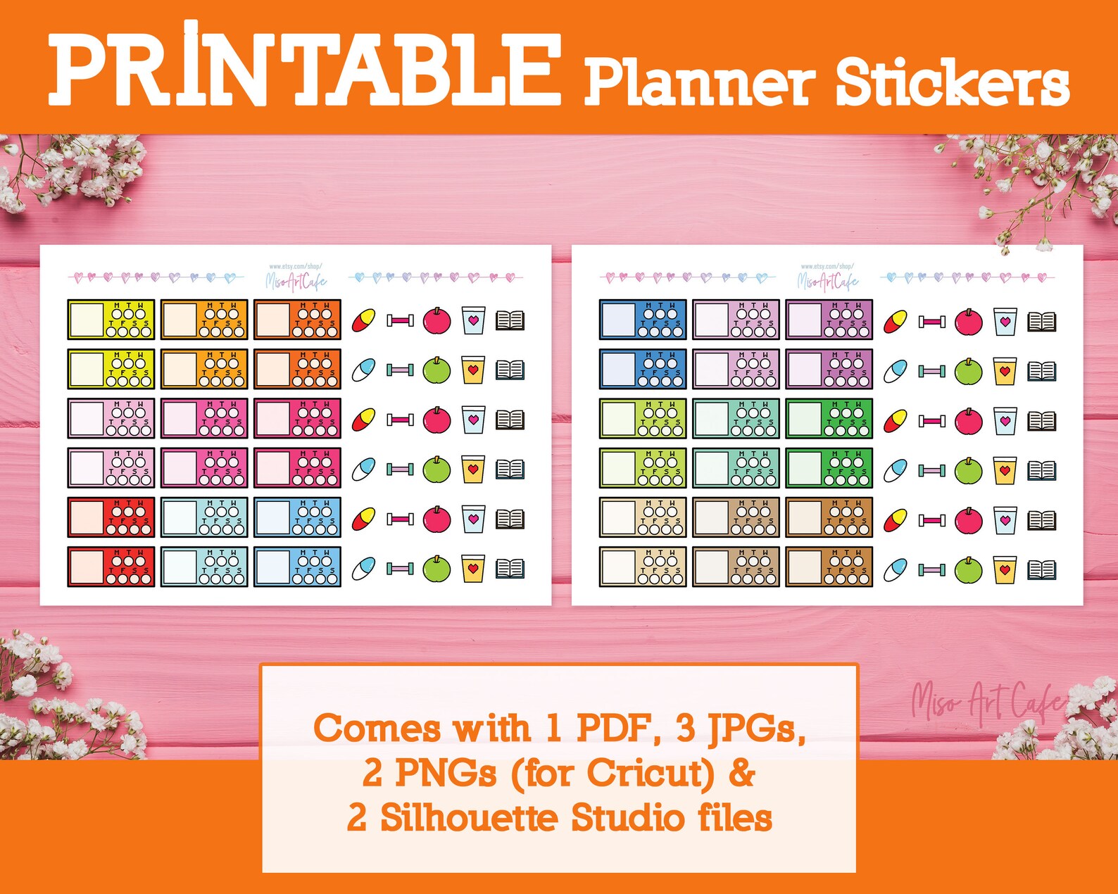 Habit Tracker B Printable Planner Stickers Instant Download Weekly ...