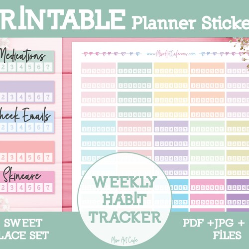 Habit Tracker A Printable Planner Stickers Instant - Etsy