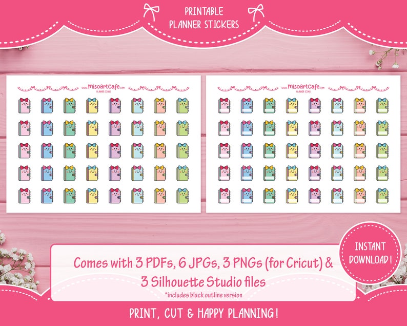 Planner Icon Printable Planner Stickers Icon Stickers for | Etsy