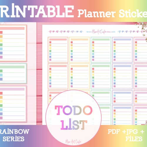 To Do List Planner Printable Rainbow Functional Stickers - Etsy