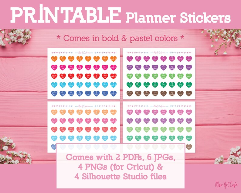 Heart Affirmations Printable Planner Stickers Instant - Etsy