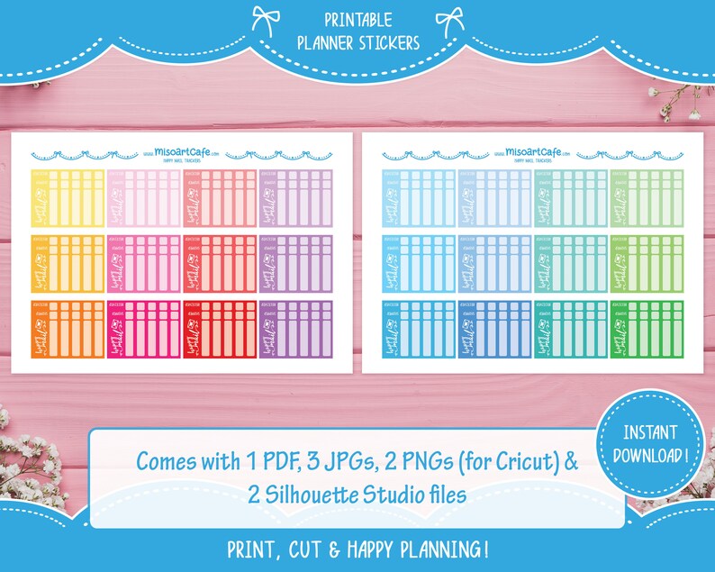 Colorful Happy Mail Tracker Printable Planner Stickers - Etsy