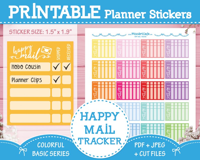 Colorful Happy Mail Tracker Printable Planner Stickers - Etsy
