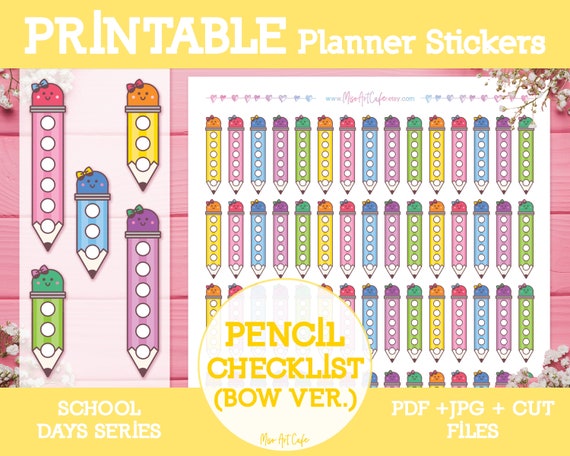 Pencil Checklist Printable Planner Stickers Instant Download - Etsy Canada
