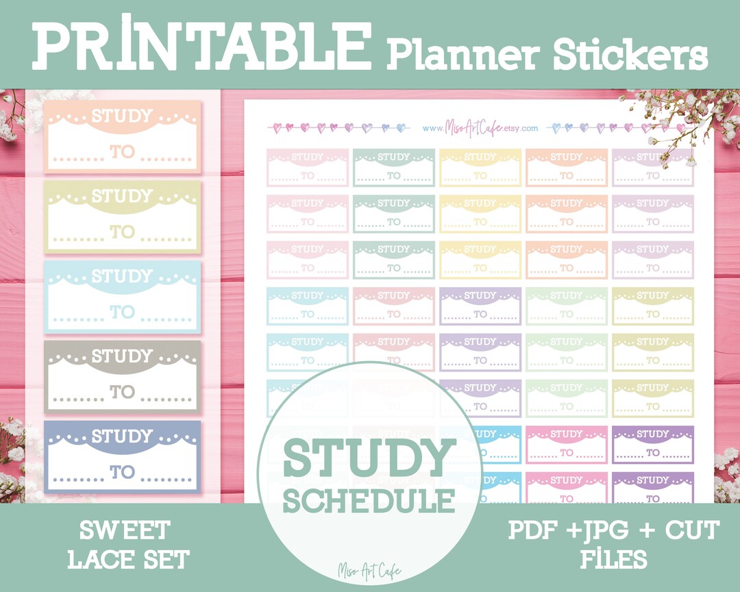 Study Schedule Printable Planner Stickers Instant Download - Etsy