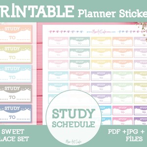 Study Schedule Printable Planner Stickers Instant Download - Etsy