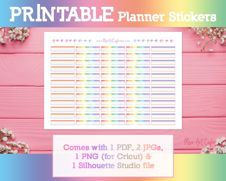 Rainbow Blank Headers Printable Planner Stickers Instant | Etsy