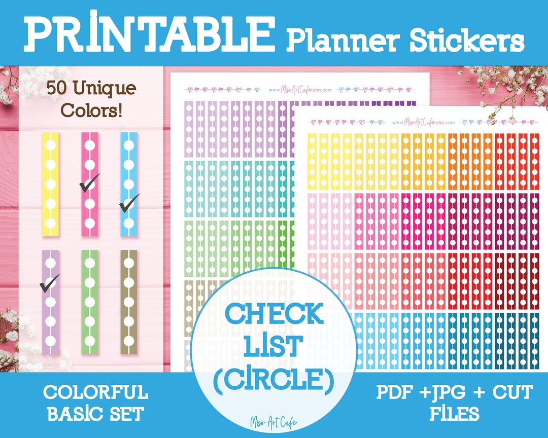 Circle Checklist Printable Planner Stickers Daily Planner Bullet ...