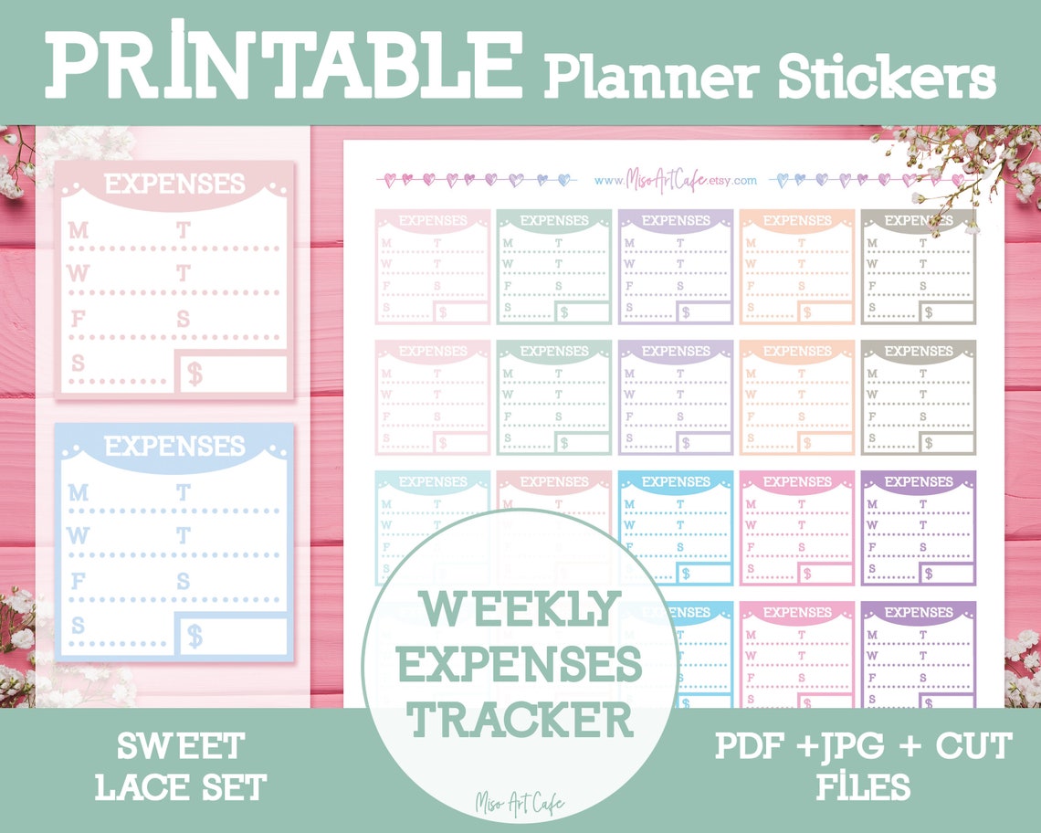 Weekly Expense Tracker Printable Planner Stickers Instant | Etsy