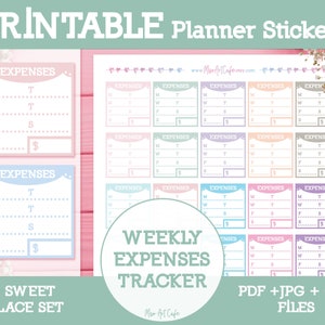 Weekly Expense Tracker Printable Planner Stickers Instant Download ...