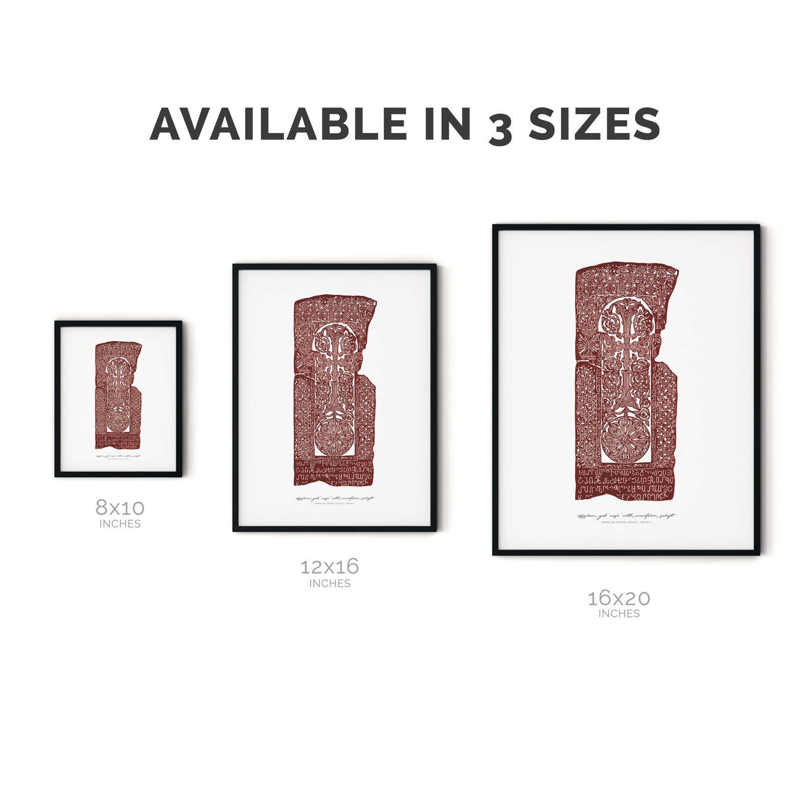 Armenian Khachkar Archival Art Print, Original Linocut Relief Art Print ...