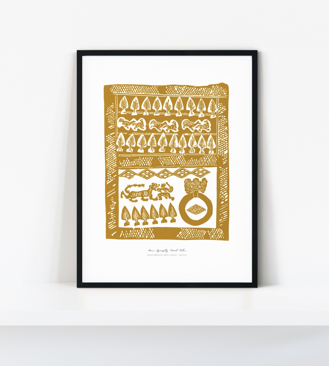 Ancient Han Dynasty Tomb Tile Archival Art Print, Original Bas Relief ...