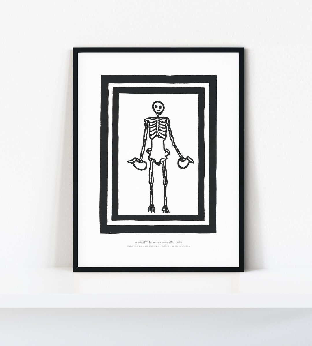 Ancient Roman Skeleton momento Mori Archival Art Print, Original ...