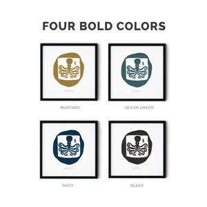 Ancient Greek Octopus Coin Archival Art Print, Original Linocut Art ...