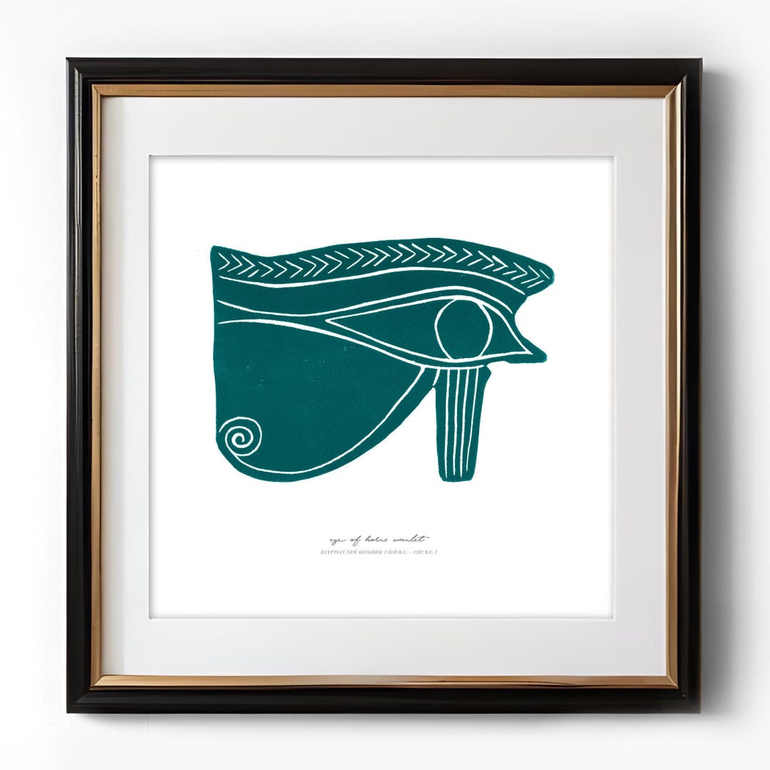 Ancient Egyptian eye of Horus Archival Art Print, Original Linocut Art ...