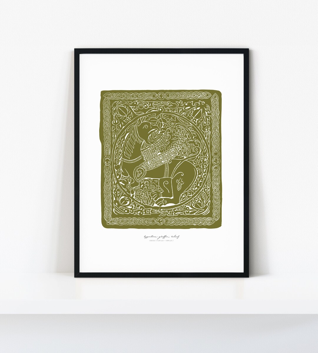 Ancient Greek Byzantine Griffin Relief Archival Art Print, Original Bas ...