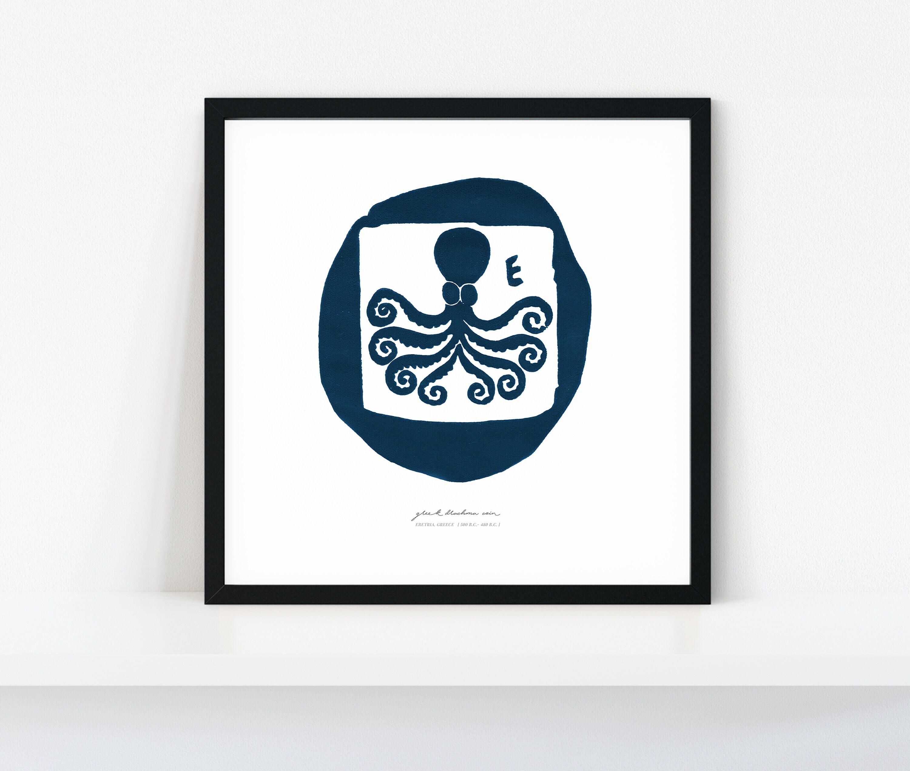 Ancient Greek Octopus Coin Archival Art Print Original | Etsy
