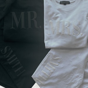Embossed Honeymoon Set, Mr. and Mrs Sweatshirts, Newly Married Set ...
