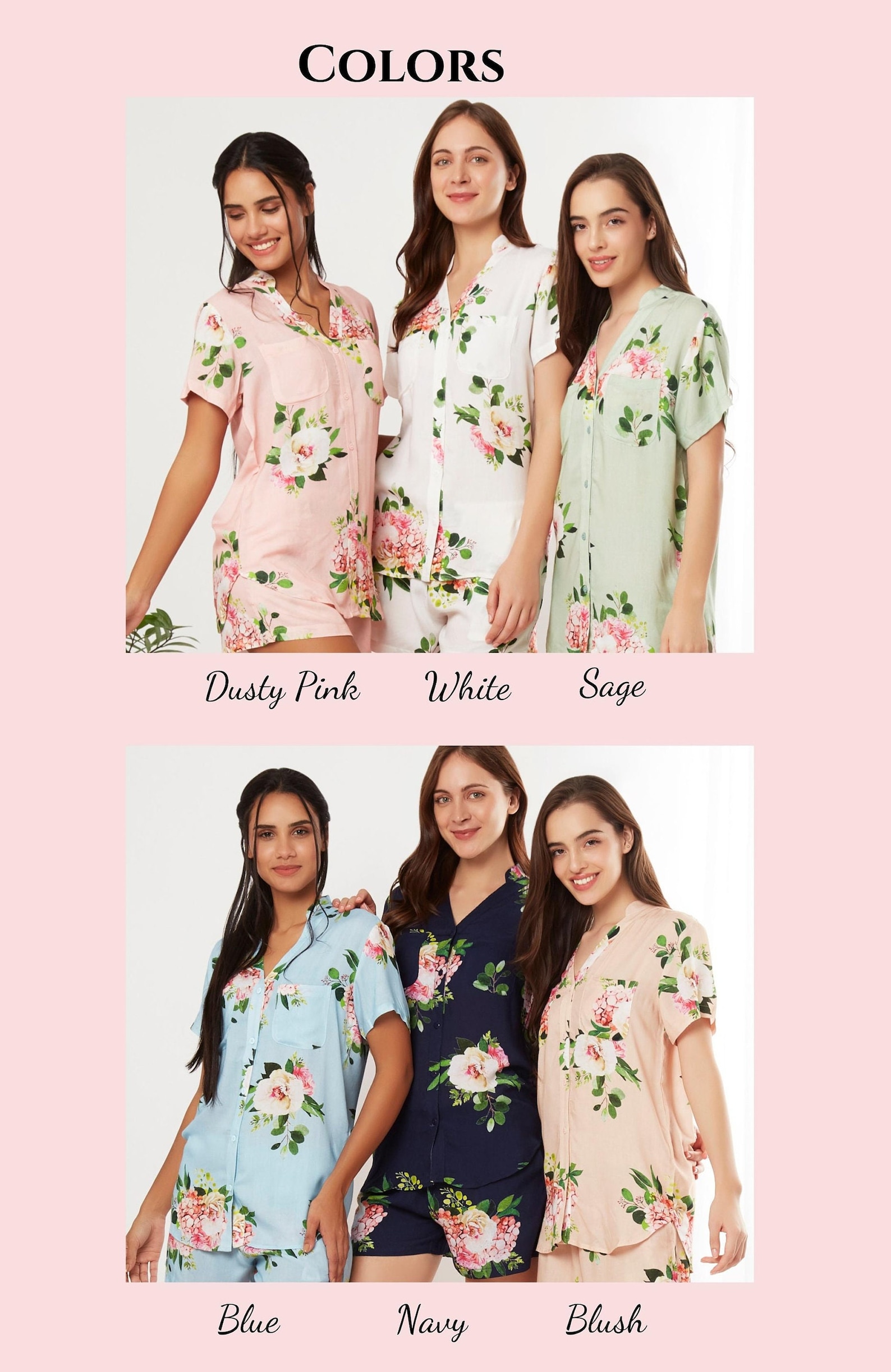 Personalized Pajamas in Wedding Colors / Cotton Pajama Set / - Etsy