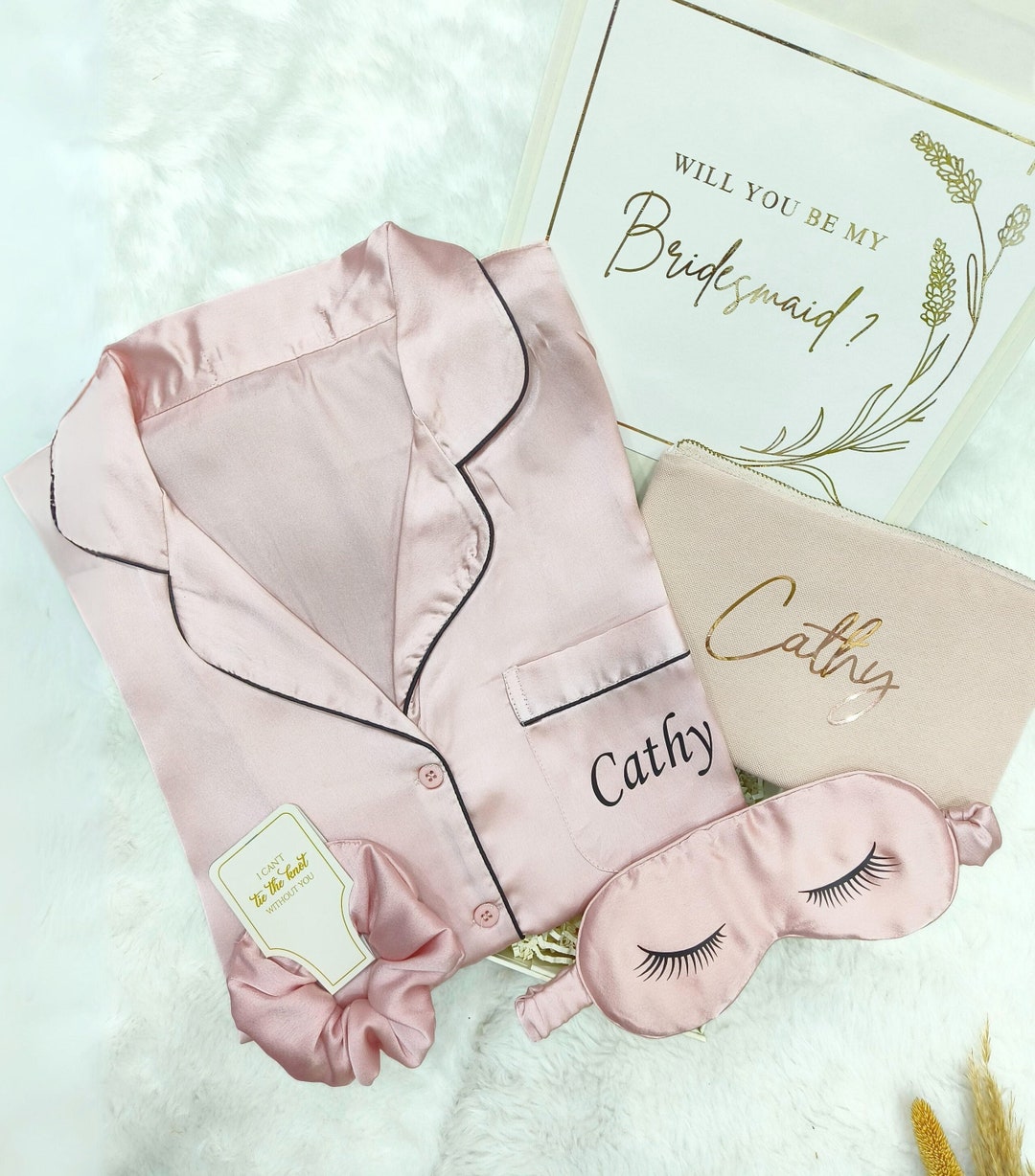 Bridesmaid Proposal Box With Pajama Set and Makeup Pouch Personalized ...