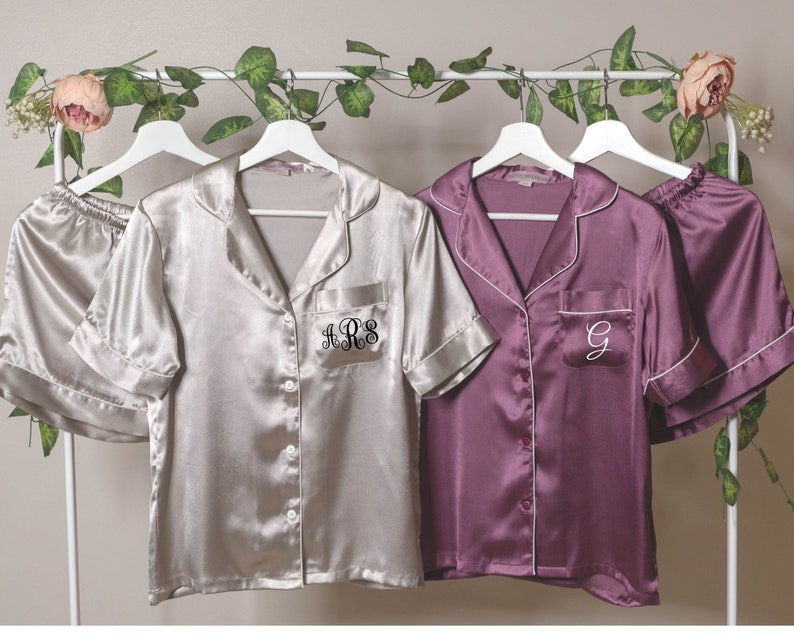 Plus Size Pajamas Bridesmaid Pjs Silk Pajamas Personalized - Etsy