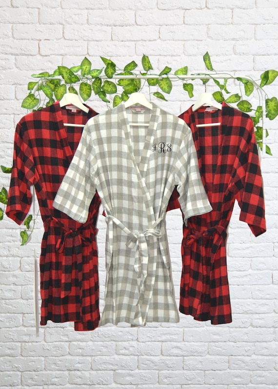 Flannel Robes Bridesmaid Robes Flannel Plaid Bridesmaid | Etsy