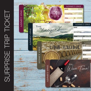 Printable WINE TASTING Surprise Trip Gift Ticket. Boarding Pass ...