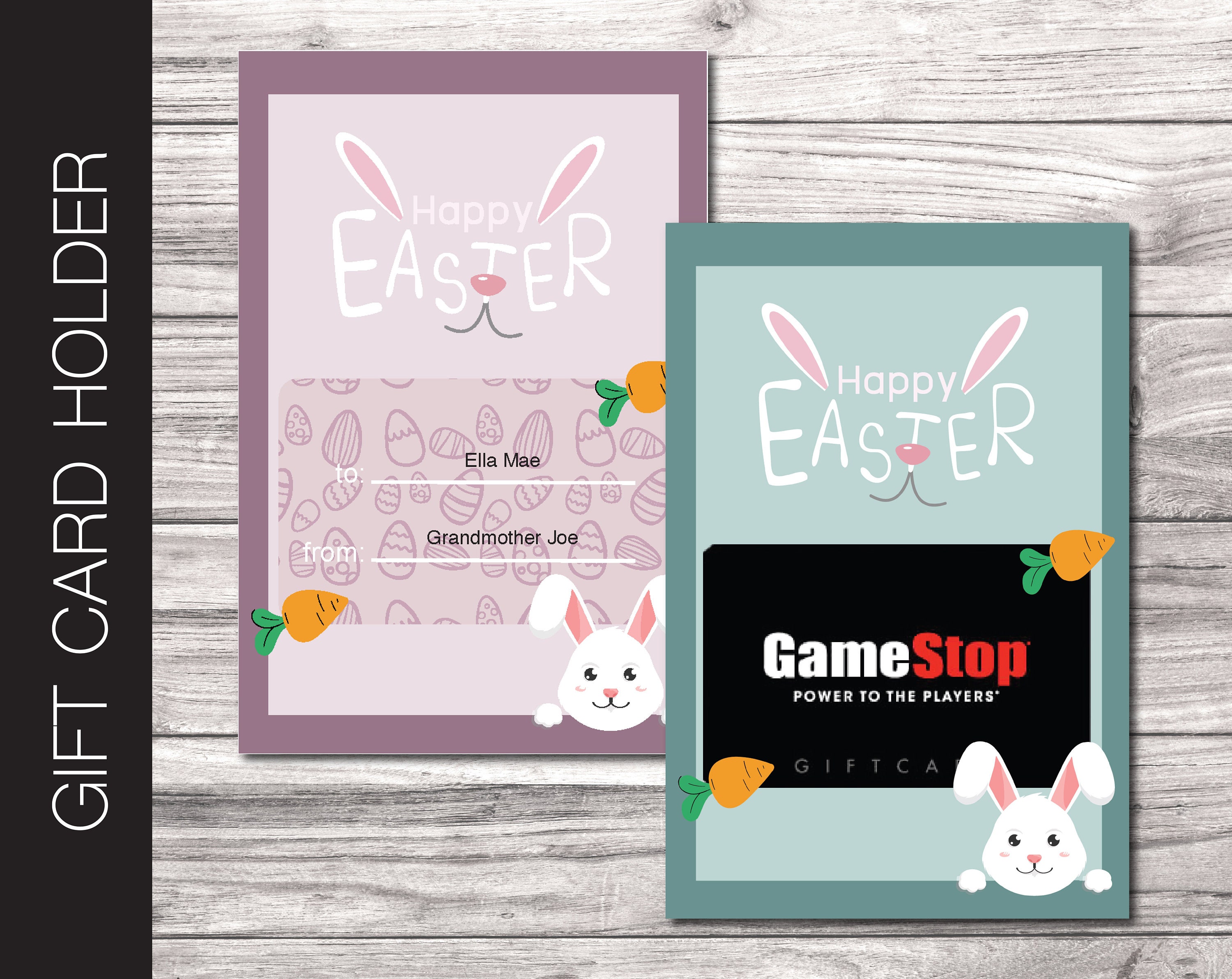 Printable EASTER Gift Card Holder. Easter Bunny Themed Editable Gift ...