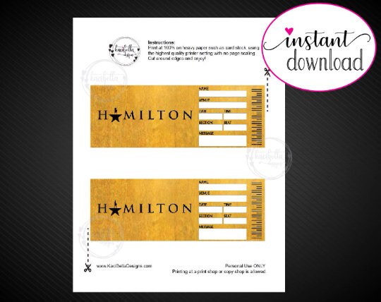 Printable Broadway Surprise Ticket. Editable Musical Theatre - Etsy