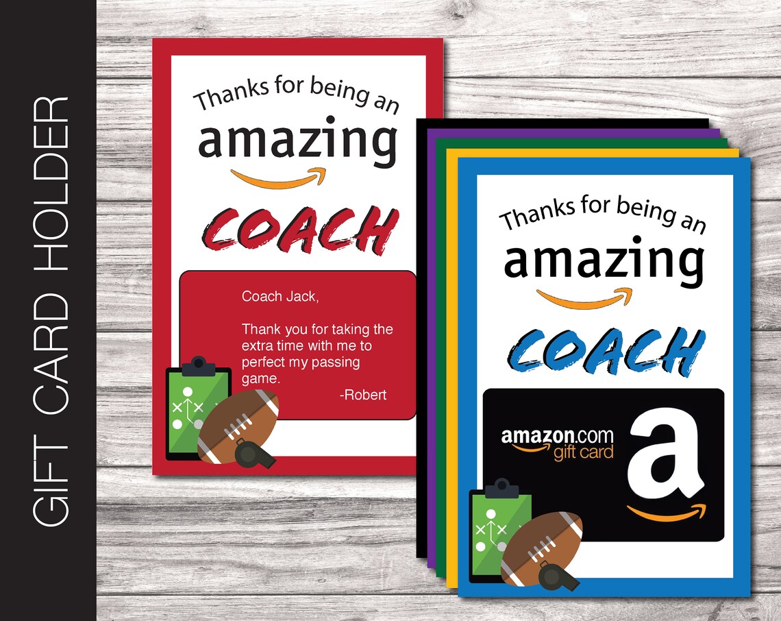 Printable FOOTBALL COACH Amazon Appreciation Gift Card Holder. | Etsy